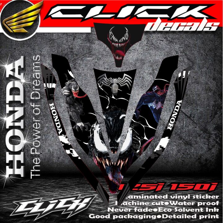 HONDA CLICK V2 VENOM FRONT ONLY STICKER DECALS FOR MOTORCYCLE PARTS AND ...