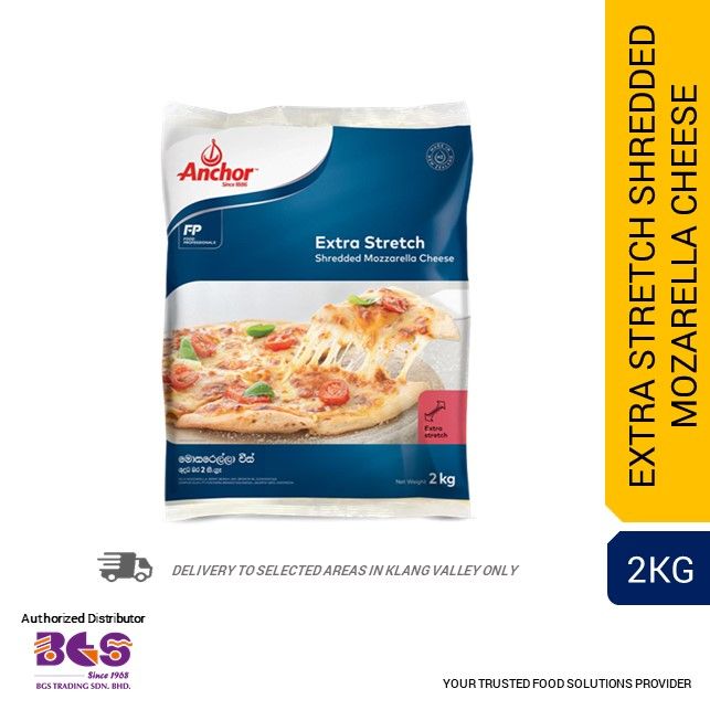 Anchor Extra Stretch Shredded Mozzarella Cheese IQF 2kg [BGS Stores ...