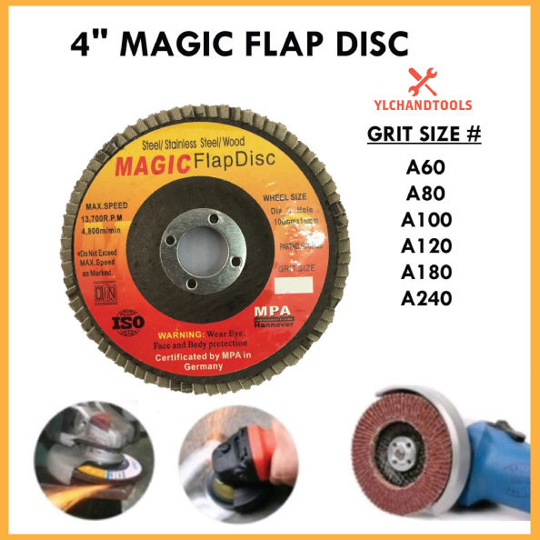 10 PIECE x 100MM MAGIC FLAP DISC ( 60#,80#,100#,120#,180#,240# ) | Lazada