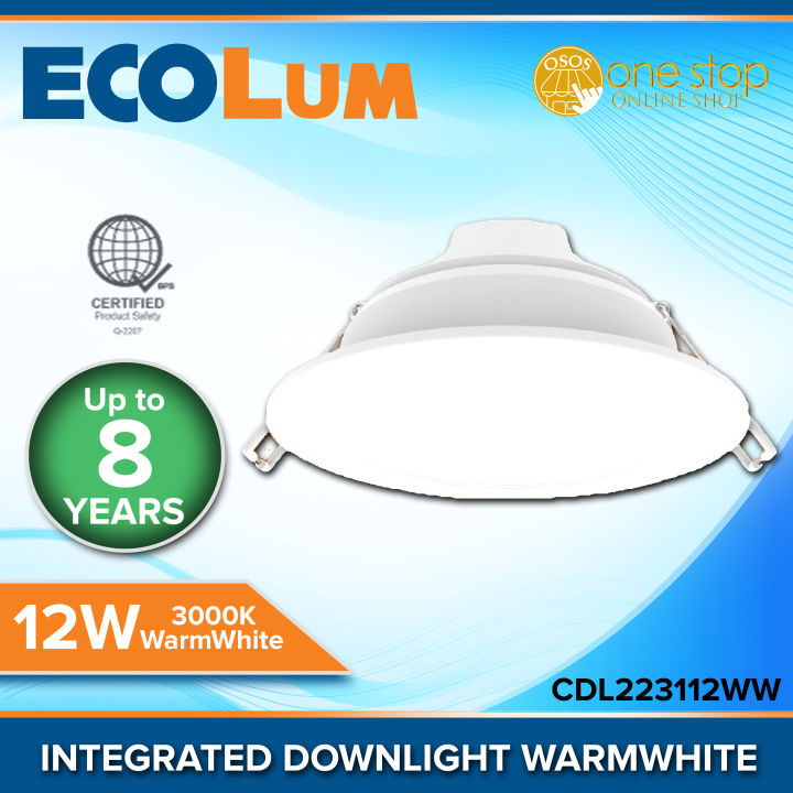 EcoLum Original Integrated Downlight 12 watts Warm White CDL223112WW ...