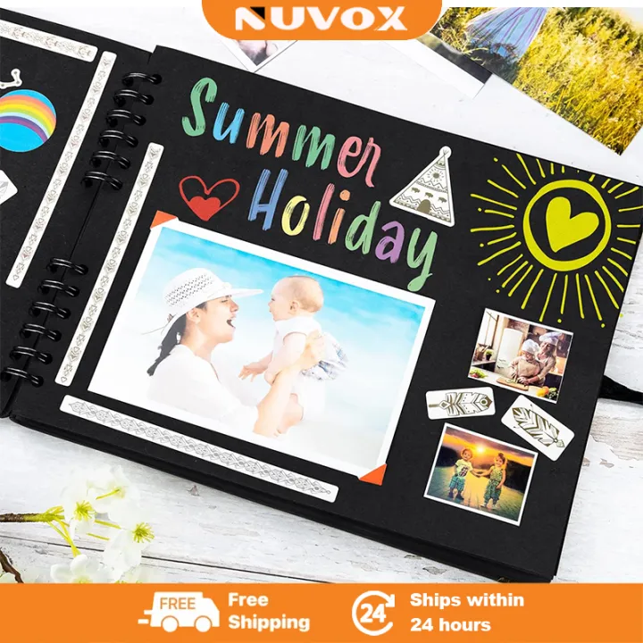 NUVOX Large Scrapbook Photo Albums 40 Pages (12x 8 inch) Black Thick ...