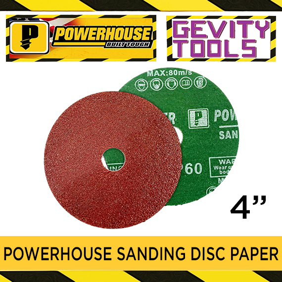 POWERHOUSE Round Sanding Disc Paper Sandpaper 4" liha Grit # 24 36 50 ...