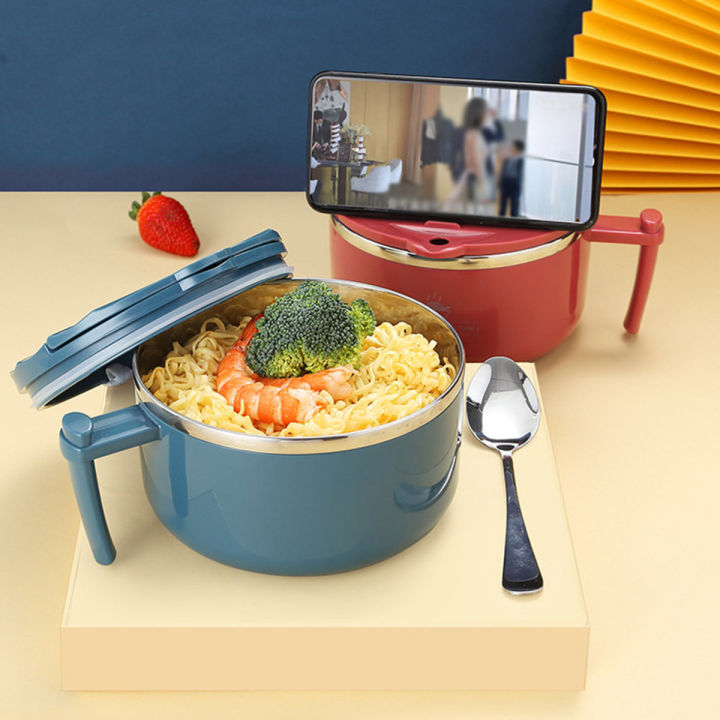 Stainless Steel Portable Instant Noodle Bowl Lo Noodle Bowl Fresh-keeping Bowl Anti-scalding ...
