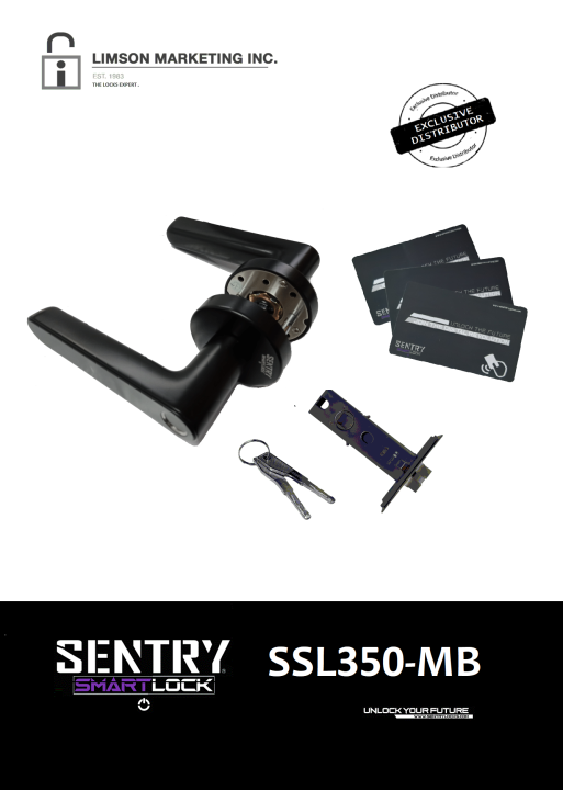 Sentry SSL350-MB Smart Lever Door Lock Multi Access: Fingerprint, Pin ...
