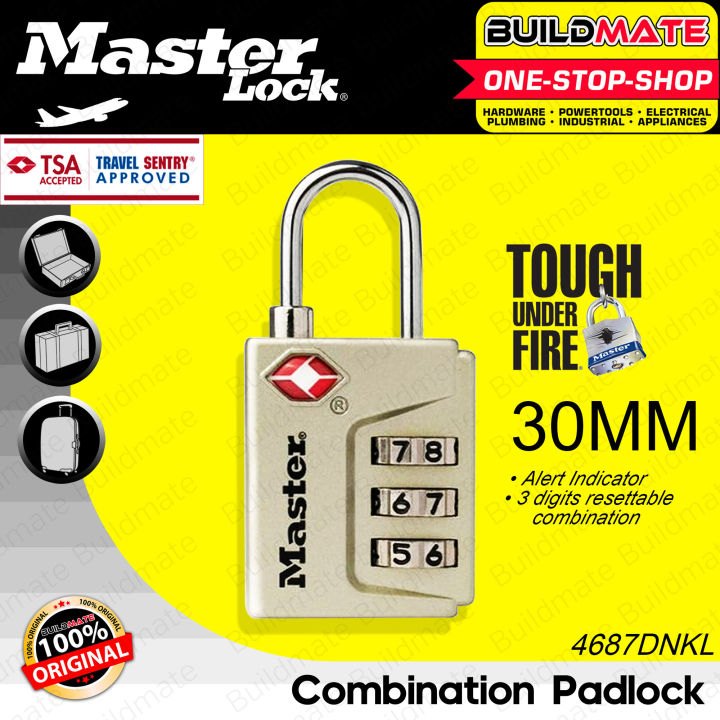 MASTER LOCK TSA Combination Padlock with Alert Indicator #4687DNKL 30mm ...
