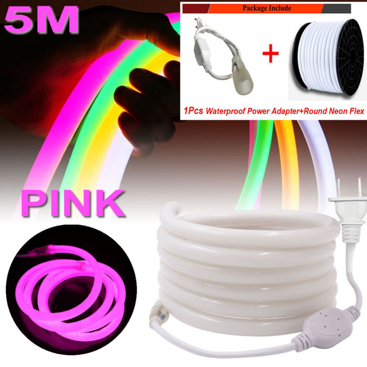 Round LED Flexible Strip Light 220V SMD2835 LED Neon flex tube 120leds ...