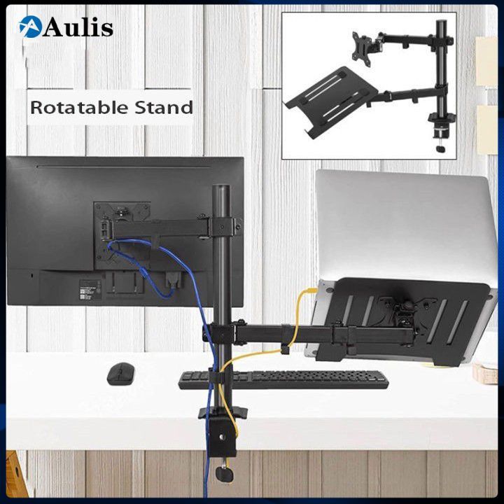 Dual Monitor Stand Adjustable Height Monitor Desk Mount Rotatable ...