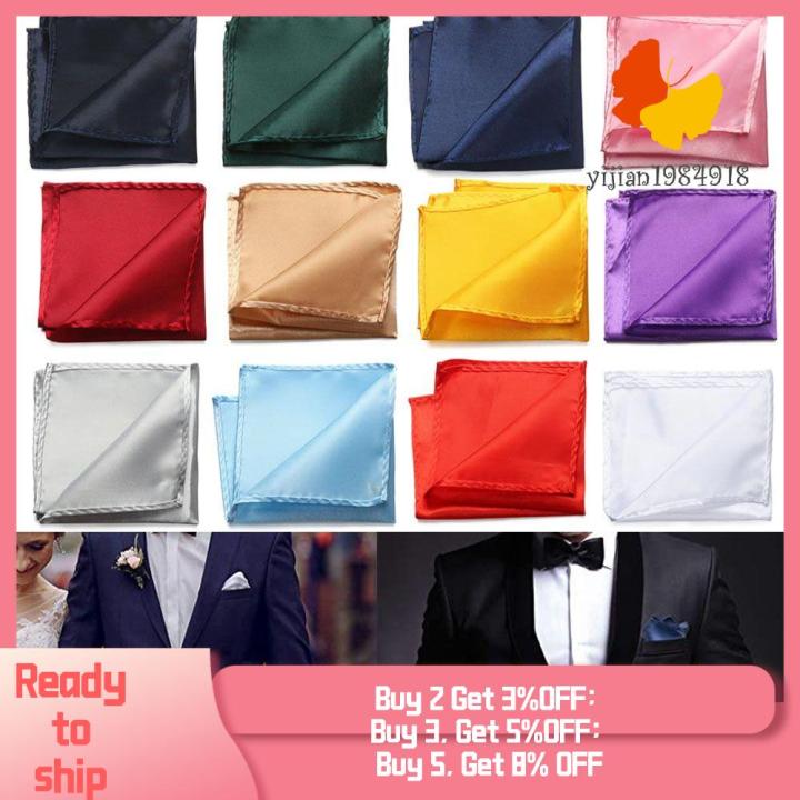 🔥🔥【COD+IN STOCK】 Solid Color Hanky Business Chest Towel Wedding Party ...