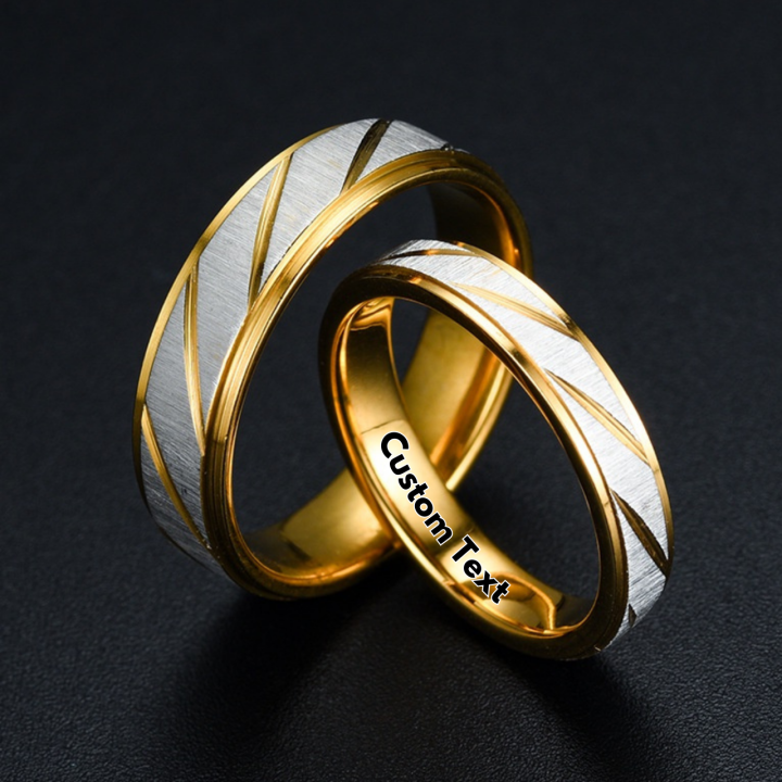 Laser Engraved Titanium Anniversary Ring Wedding Gift Engagement Steel ...