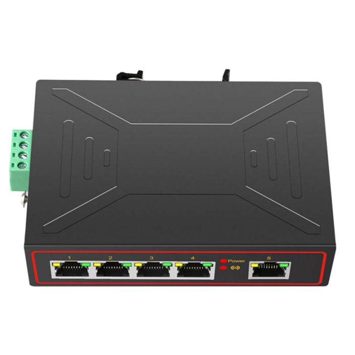 (JREX) Plug and Play 5 Ports 100M Industrial Network Switch RJ45 Hub ...
