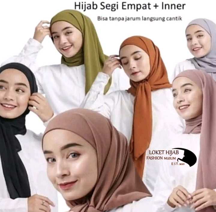 Jilbab Segi Empat Inner 2 in 1 Polly Catton Premium / Kerudung Segi ...