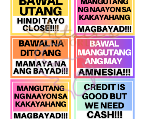 Bawal Utang No Credit Bawal Umutang Set 2 Sari Sari Store Business ...