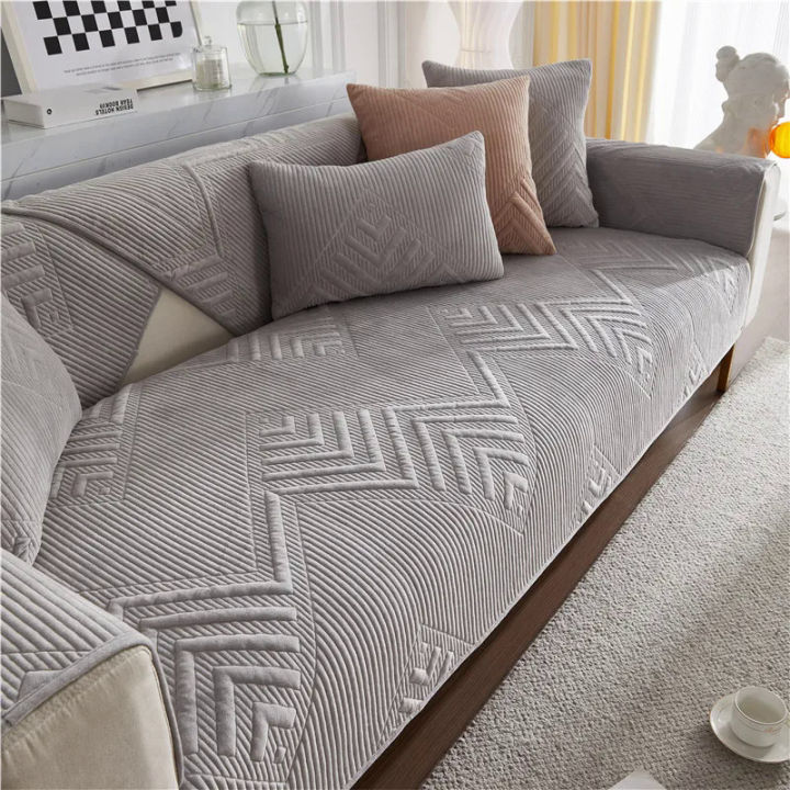 MIDSUM ตุ๊กตาโซฟาปกนอร์ดิกสากลโซฟาผ้าขนหนูหนาลื่นรวมกันที่นอนเบาะปลอก ...