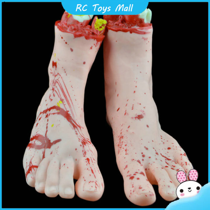 Halloween Bloody Props ปลอมน่ากลัว Severed Hand Broken Feet สำหรับบ้าน ...