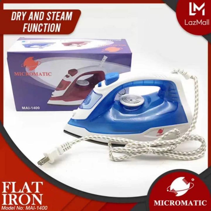 MICROMATIC Original Non-Stick Soleplate Flat Dry & Steam Iron MAI-1400 ...