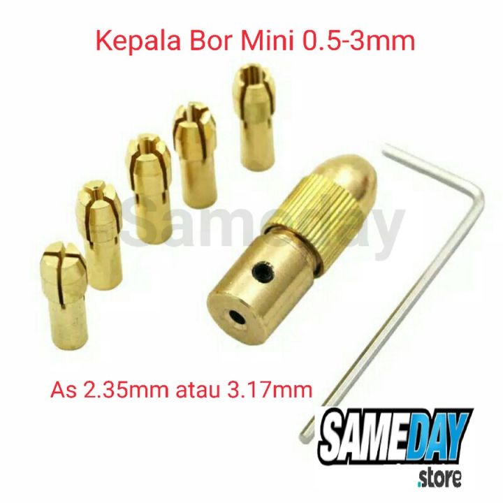 Kepala Bor Mini Collet Chuck Drill 7pcs Set Bor Dinamo Keyless as 2.3mm ...