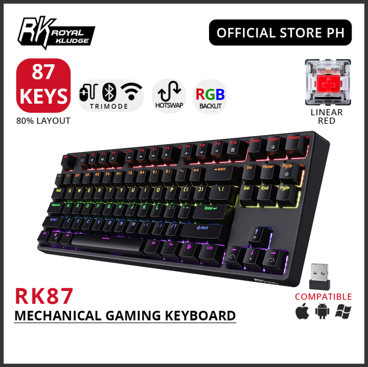 RK ROYAL KLUDGE RK87 RGB Wireless TKL Compact Mechanical Gaming ...