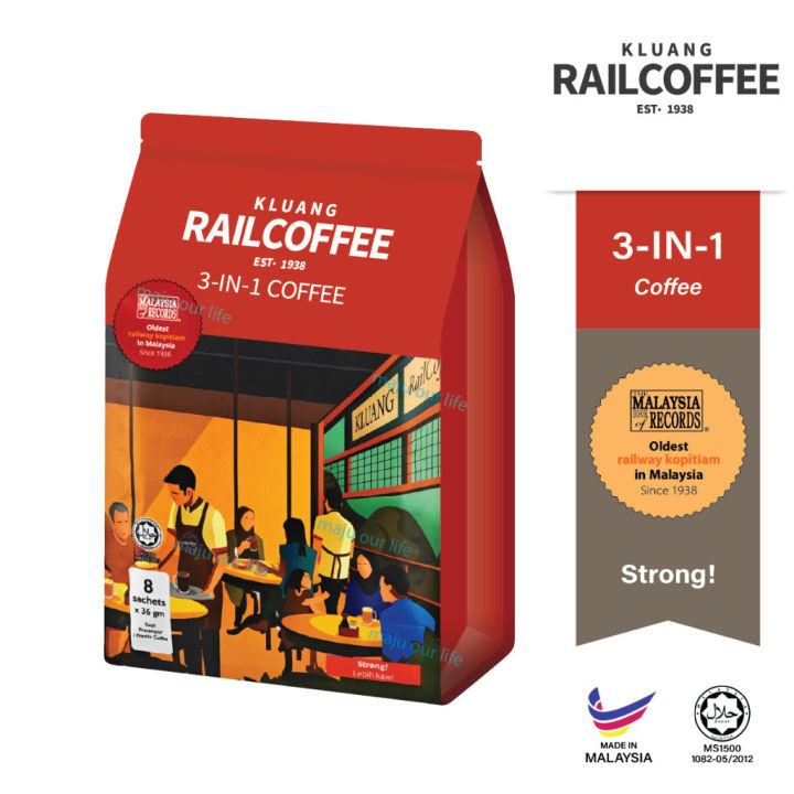 Original 3-in-1 Kluang Rail Coffee 288gm Serbuk Kopi KluangRail Ah ...