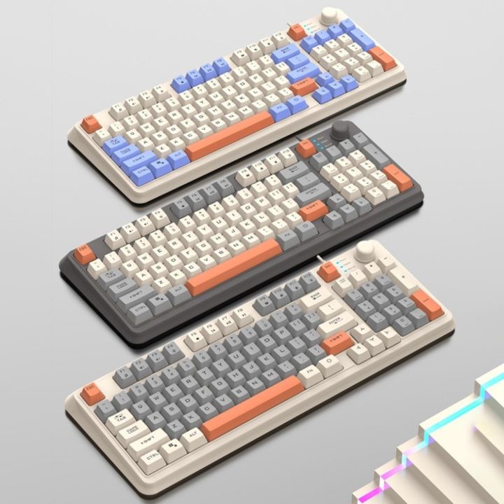 Independent Knob Wired RGB Light Keyboard Adjustable Volume Mechanical Feel K82 Wired Keyboard ...