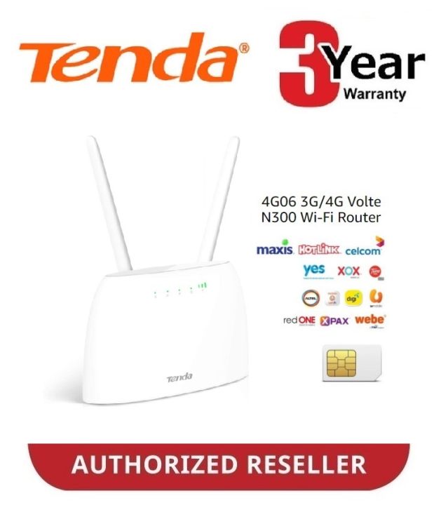 Tenda 4G06 - N300 4G LTE WiFi SIM Router(Supports Unifi/Digi/Maxis) 4G Mobile Wi-Fi Router SIM ...