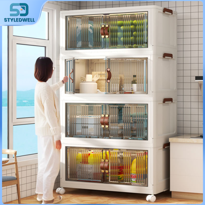Foldable Storage Cabinet Magnetic Door Megabox Kitchen Cabinet Storage ...