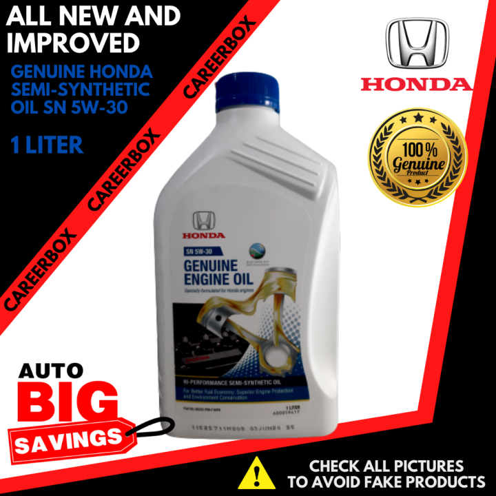 Honda Genuine Semi-Synthetic Engine Oil SN 5W-30 ( Size: 1 Liter ...