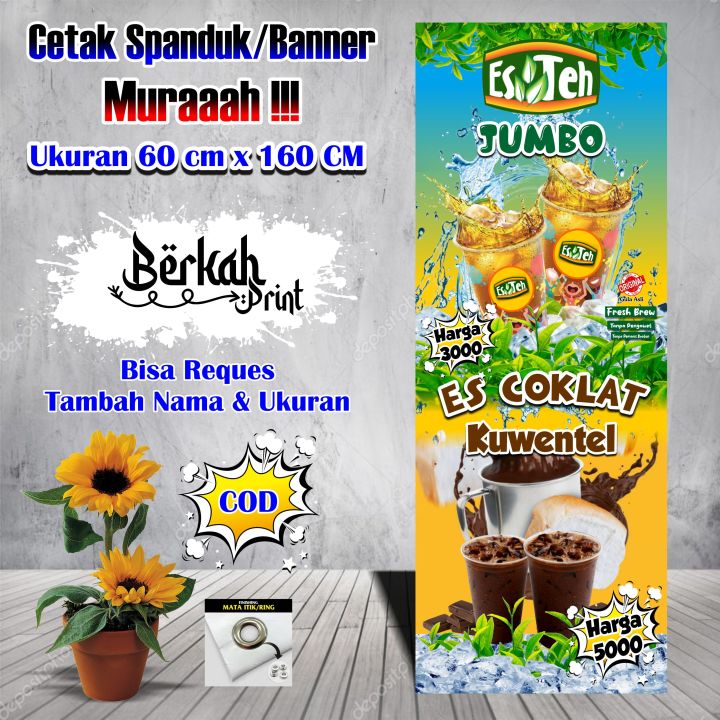 Spanduk Banner Es Teh jumbo & Es Coklat ukuran 60 cm x 160 cm | Lazada ...