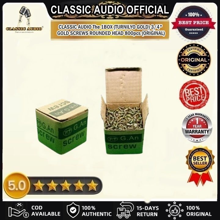 CLASSIC AUDIO The 1BOX (TURNILYO GOLD) 3/4" GOLD SCREWS ROUNDED HEAD ...