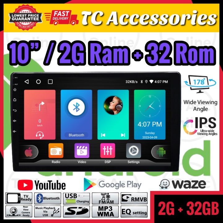Car Android Player 10" inch Best Quality 2GB RAM+32GB Full HD IPS 2.5D ...