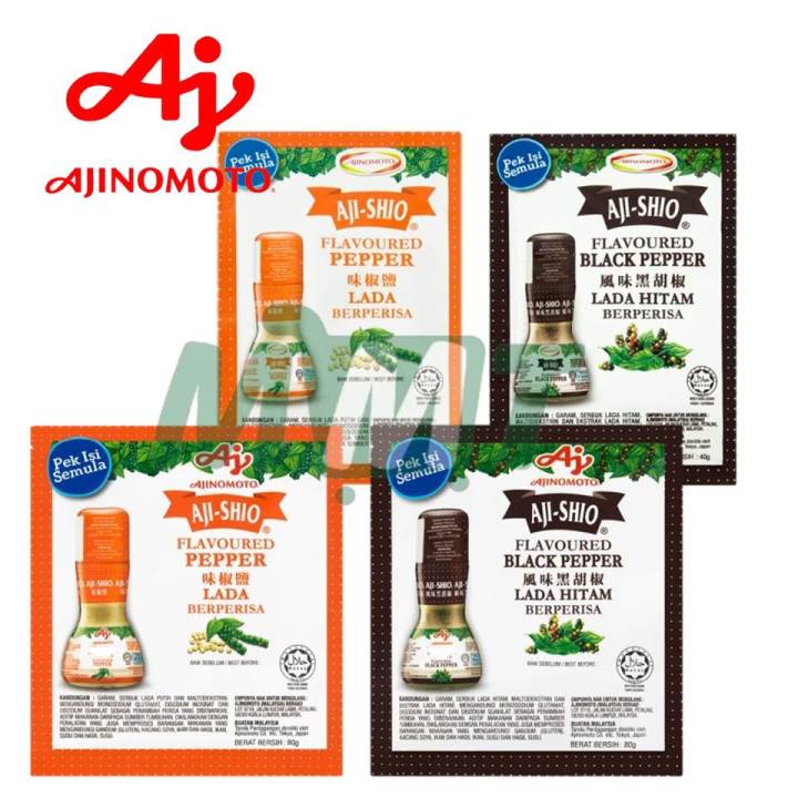 AJI-SHIO Flavoured Pepper/Black Pepper Refill Pack 40g 80g | Lazada