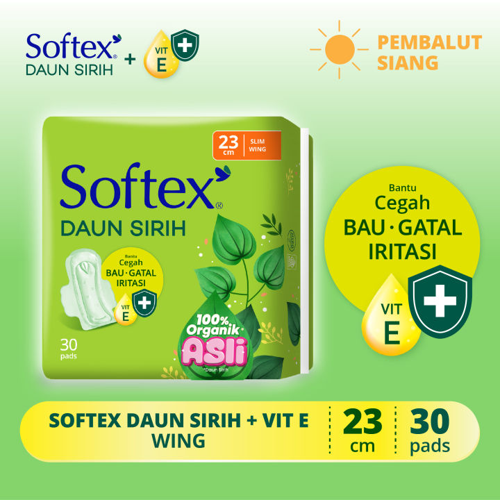 Softex Daun Sirih + Vitamin E Jumbo Pack 23cm 30s - Pembalut Daun Sirih Siang | Lazada Indonesia