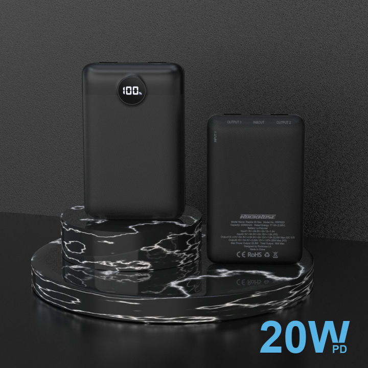 ROCKROSE RAPIDE 20 NEO POWER BANK 20000MAH 22.5W PD/QC BLACK | Lazada PH