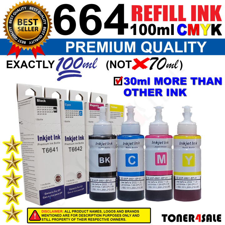 100ml Epson 664 t664 ink refill compatible for epson L120 L121 L210 L220 L300 L310 L360 L565 ...