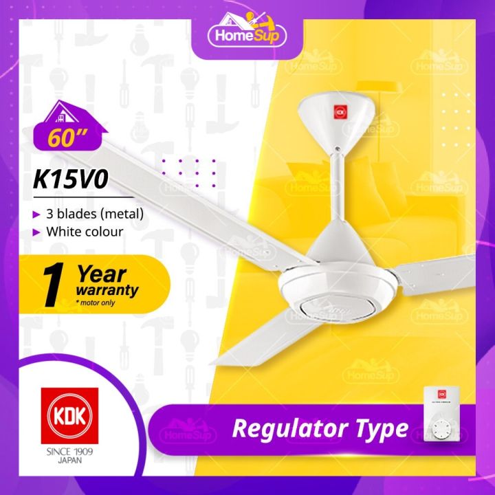KDK Ceiling Fan K15V0 (60 Inch) Regulator Type - White (separate 1unit ...