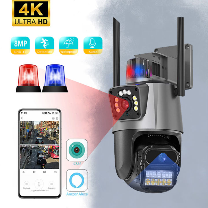 SAGE🔥 Dual Lens Security CCTV Camera 8MP 4K IP Camera Outdoor PTZ Wifi ...