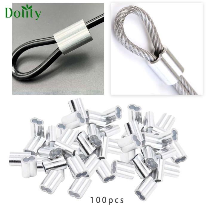 Dolity 100x Wire Rope Aluminum Sleeves Fasten Wire Rope Kit for Wire ...