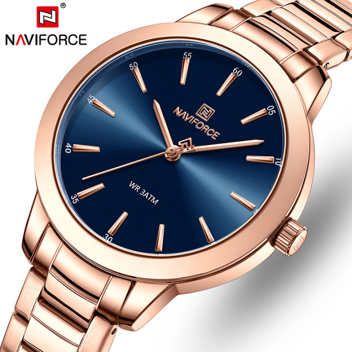 NAVIFORCE Top Brand Women’s Watch Simple Three Hand Stainless Steel ...