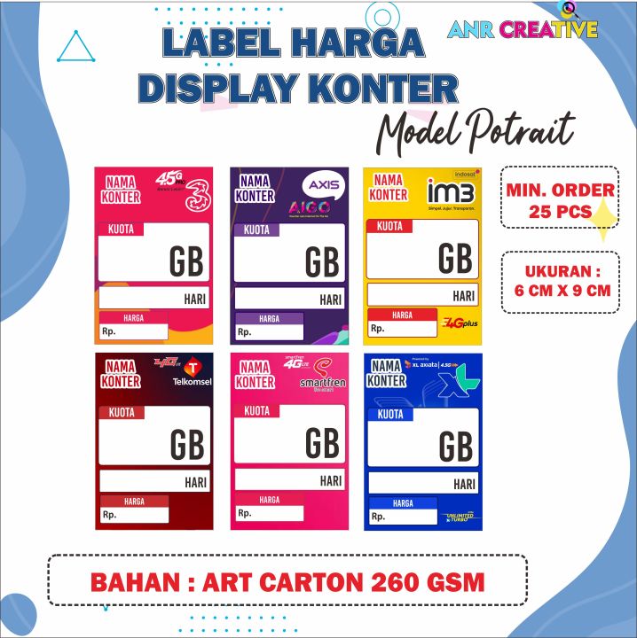 Display Paket Data/ Display Paket Data Potrait/Label Voucher / label harga voucher murah (Min ...