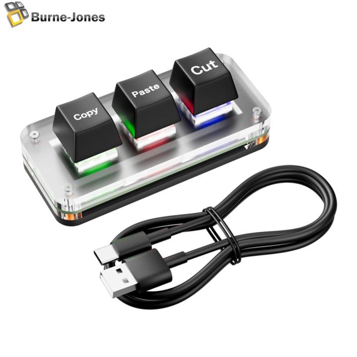 RGB Ctrl X C V Shortcut One Handed Keyboard 3-Key Macro Keypad USB Type ...