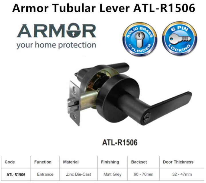 Armor Tubular Lever Handle ATL R1506 / matt black tubular handle / door ...