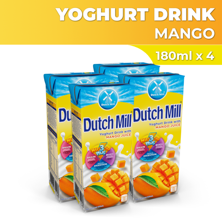 Dutch Mill Yoghurt Drink Mango Fruits Juice 180ml x 4 | Lazada PH