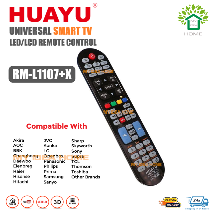 HUAYU RM-L1107+ X UNIVERSAL LCD LED TV REMOTE CONTROL COD | Lazada PH