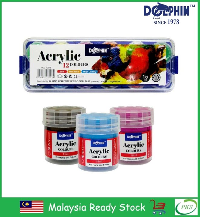 Dolphin Acrylic Paint Colour 15ml 12 Colours (DOL-AC613) | Lazada