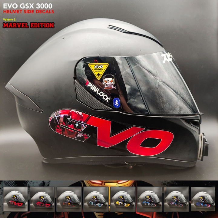 Evo Helmet Mar Vel Edition Stickers Hologram Side Decals for V1 V2 ...