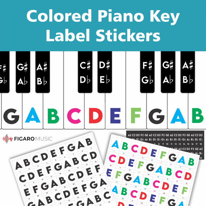 Stiker Label Tuts Piano Keyboard Transparant sticker Notasi Huruf ...