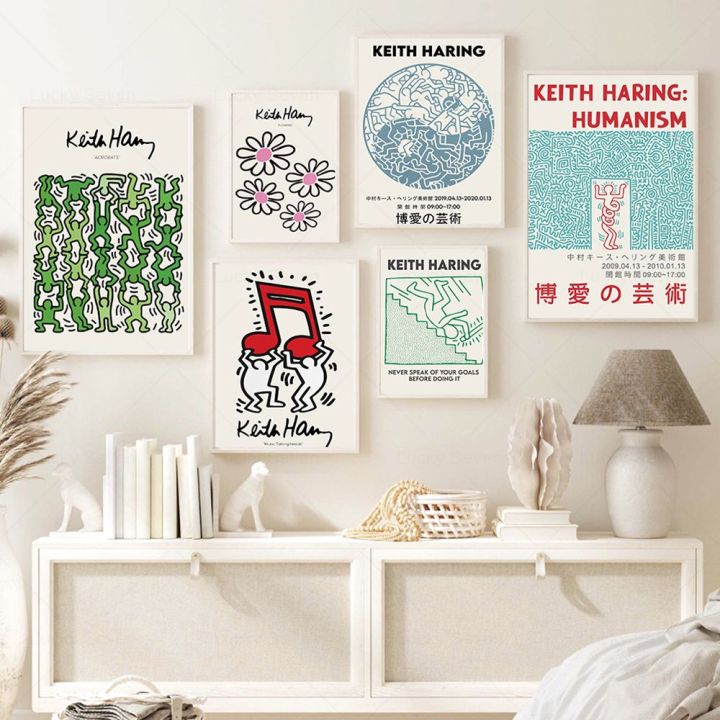 Keith Inspired Danish Pastel Pop Art Prints, Haring Dancing Flowers ...