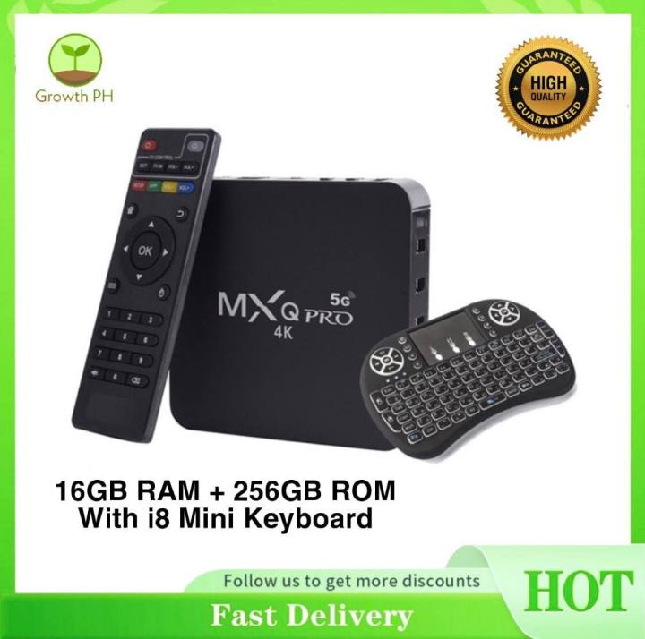 M XQ Pro 4k Android TV Box 5G 16GB RAM+256G ROM + i8 Wireless 2.4GHz ...