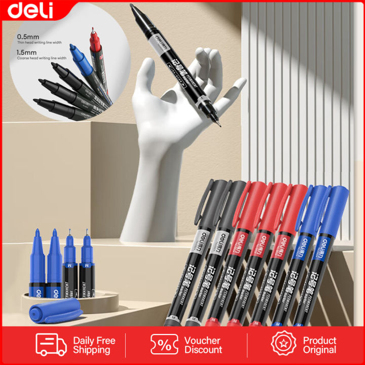 Deli Marker Pen Star 6824 small double-headed marker (black) (branch ...