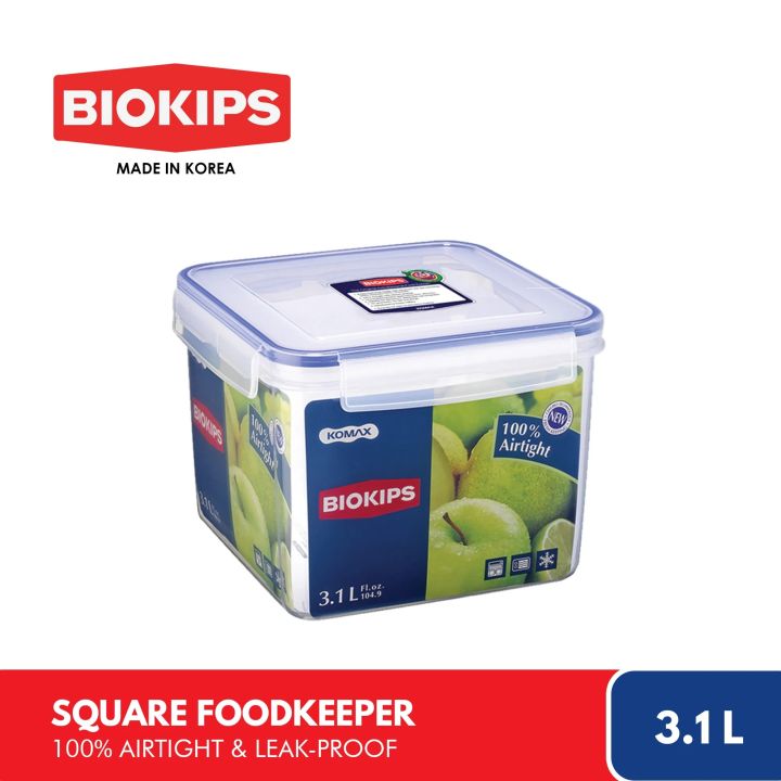 Biokips Square Food Storage Container 3.1L | BPA Free | 100% Airtight ...