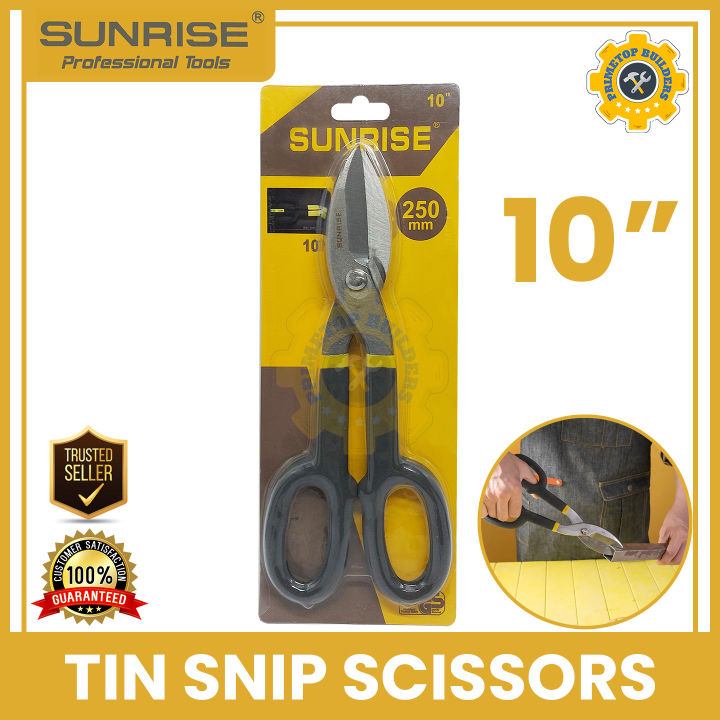 SUNRISE Tin Snip Scissor w/ Rubber Grip 10" (250mm) For Cutting Steel ...